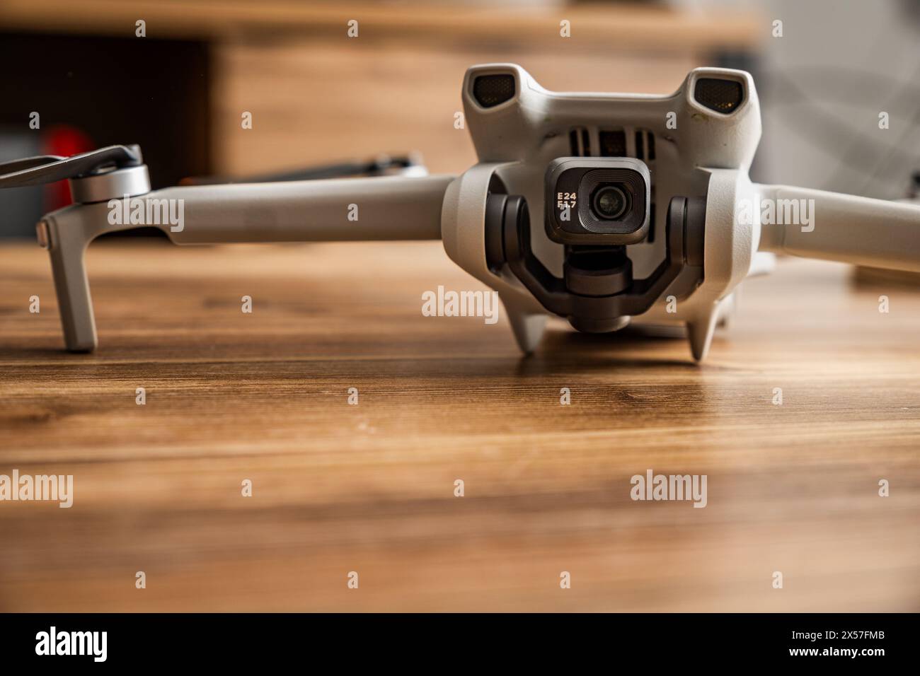 Macro close-up of a Drone UAV camera drone surveillance, persona ...