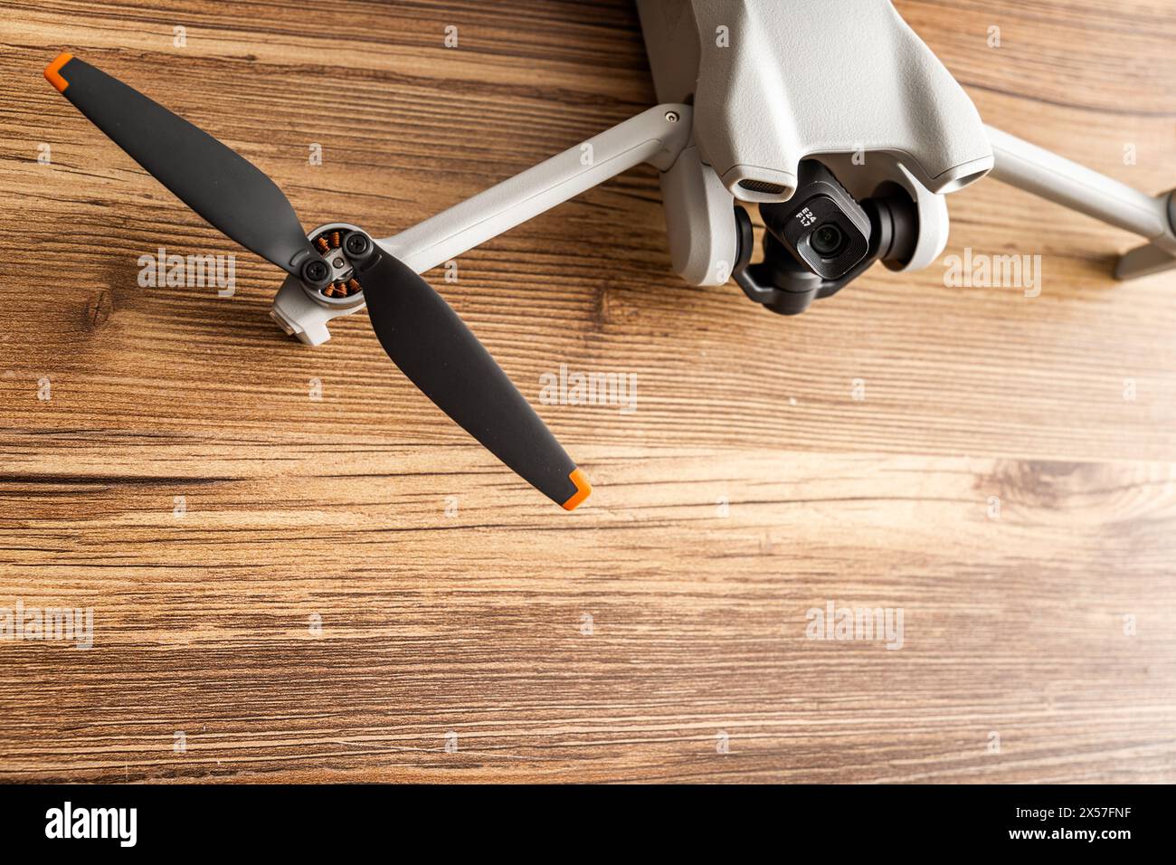top view on a Drone UAV on a wooden table copy space drone safety ...