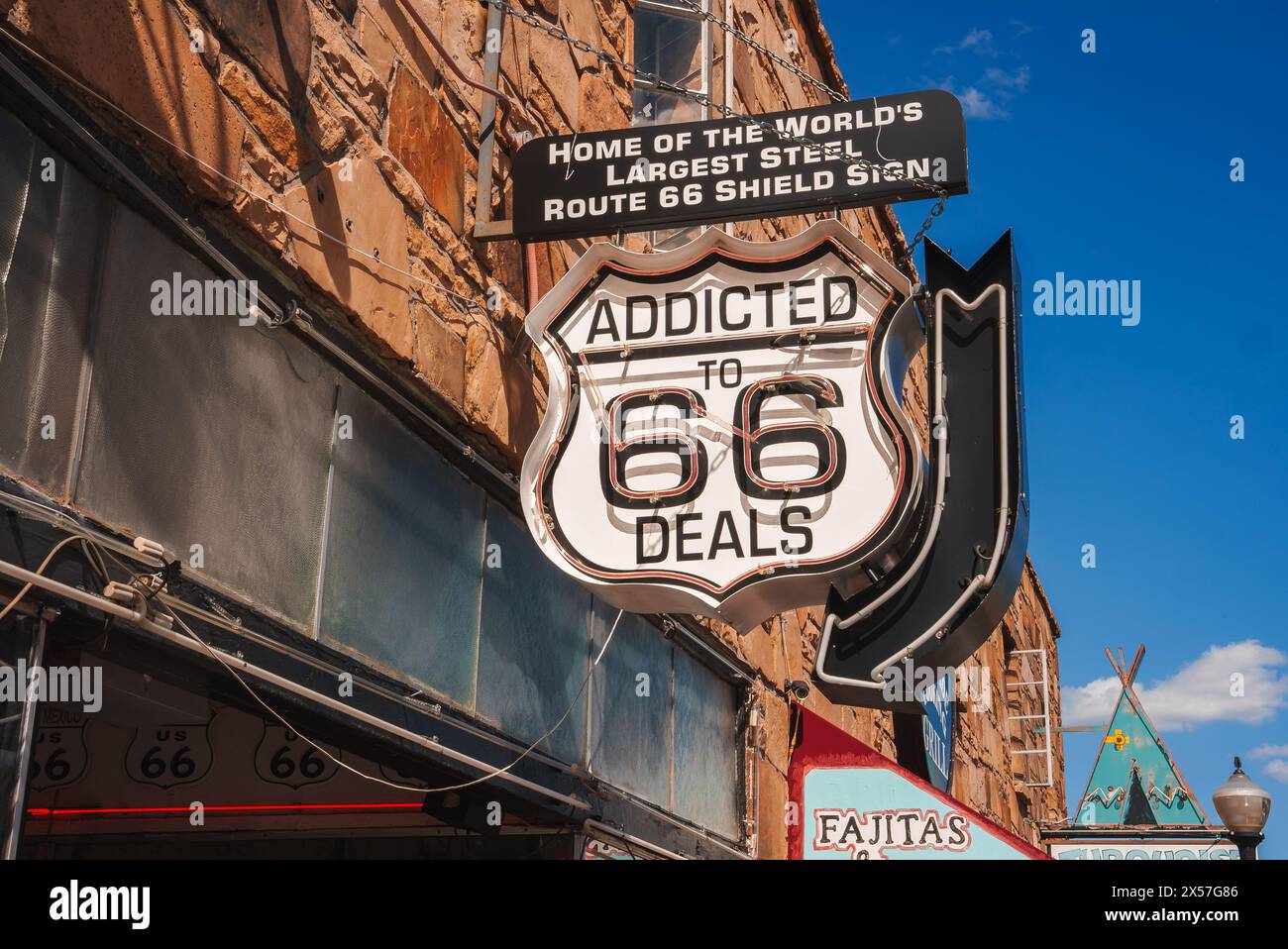 Vintage Route 66 Cafe Sign with Blue Sky Backdrop, Williams, Arizona ...