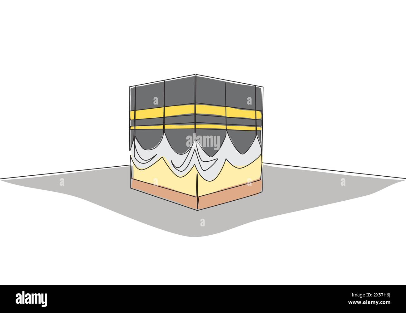 One continuous line drawing of Kaabah building at Mekkah city, Saudi ...