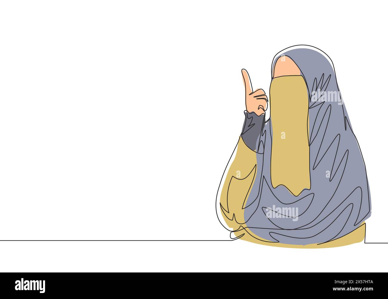One continuous line drawing of young beauty Asian muslimah wearing ...