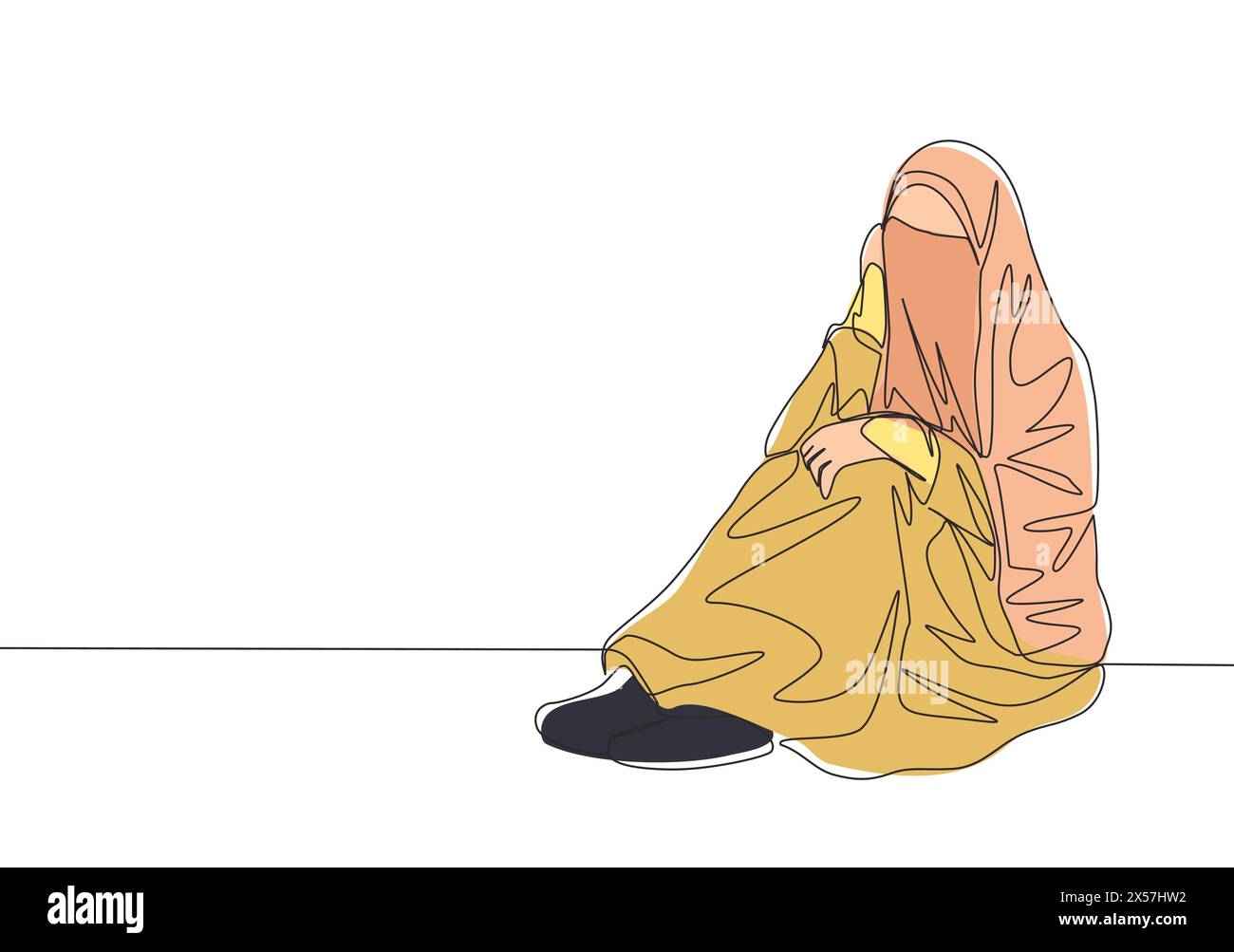 Single continuous line drawing of young attractive middle east muslimah ...