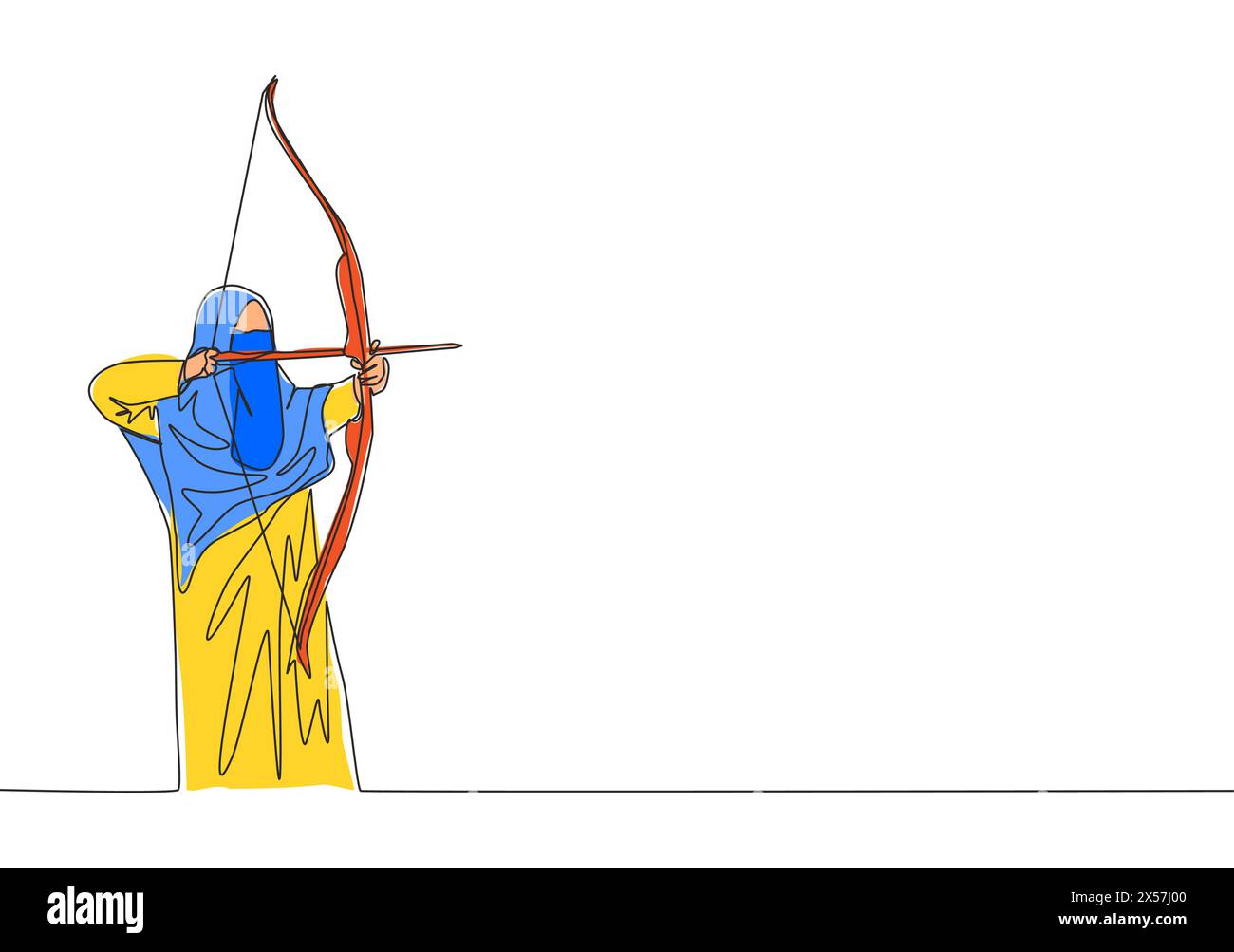 One single line drawing of young beauty saudi arabian muslimah wearing ...