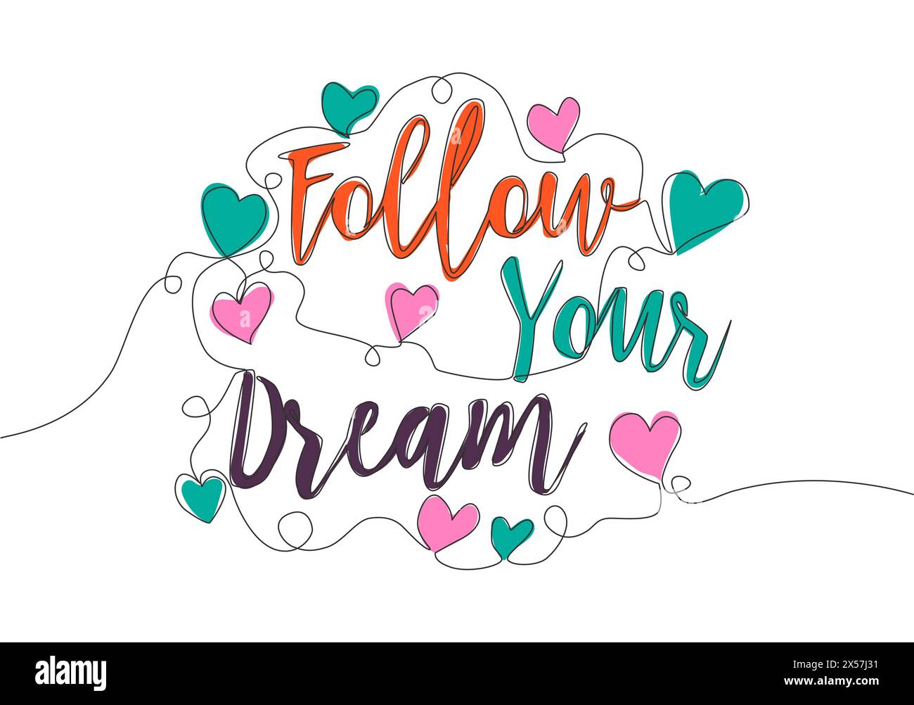 One continuous line drawing of motivational and inspirational lettering typography quote ...