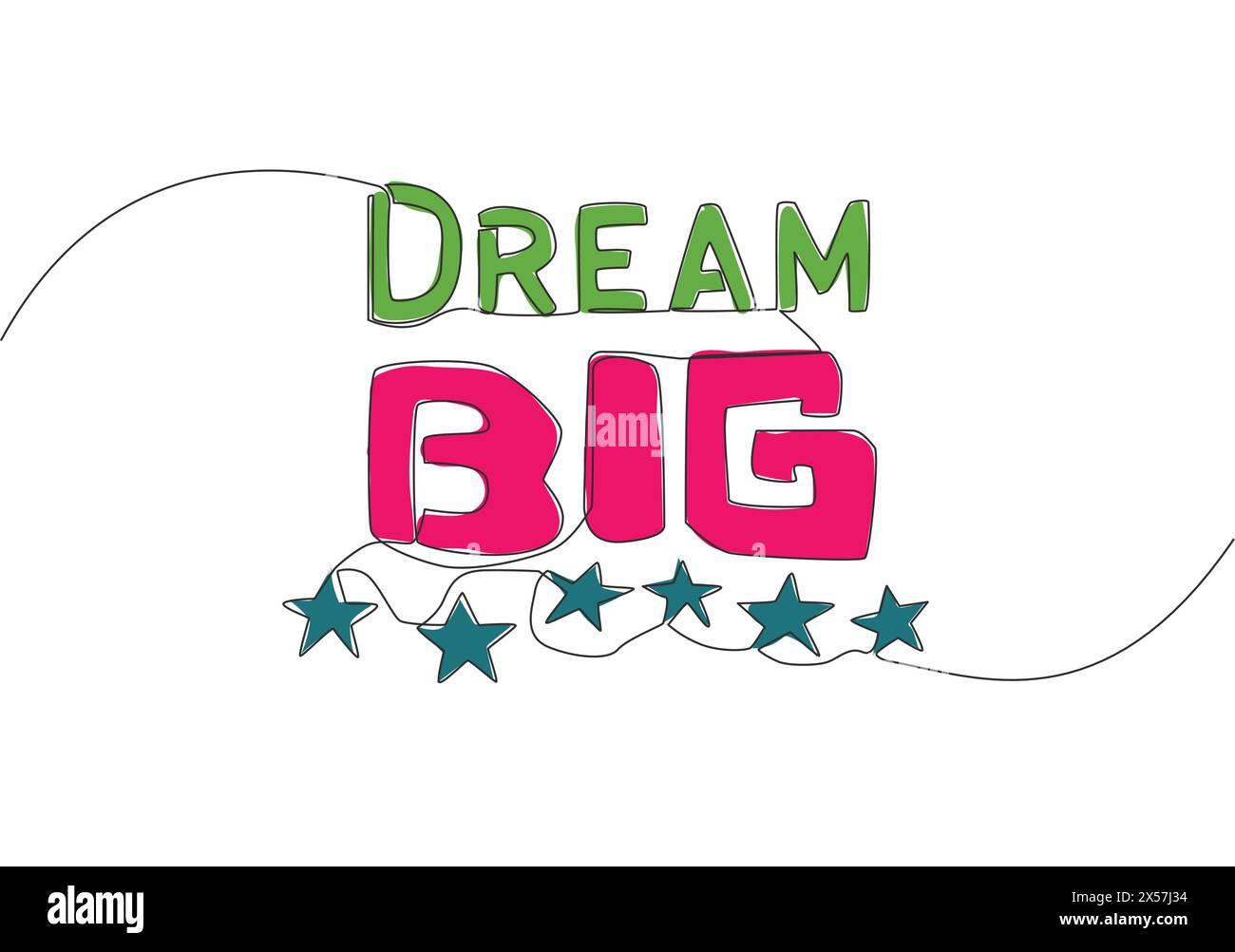 One single line drawing of motivational and inspirational lettering ...