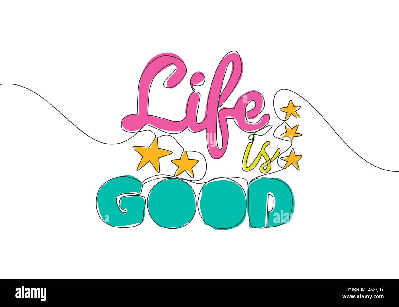 One single line drawing of motivational and inspirational lettering ...