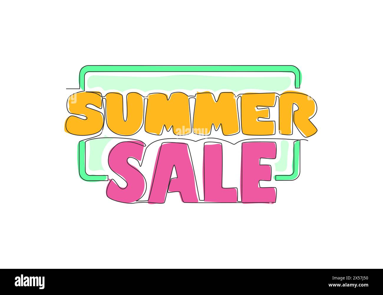 One single line drawing of cute and cool promotion and discount ...