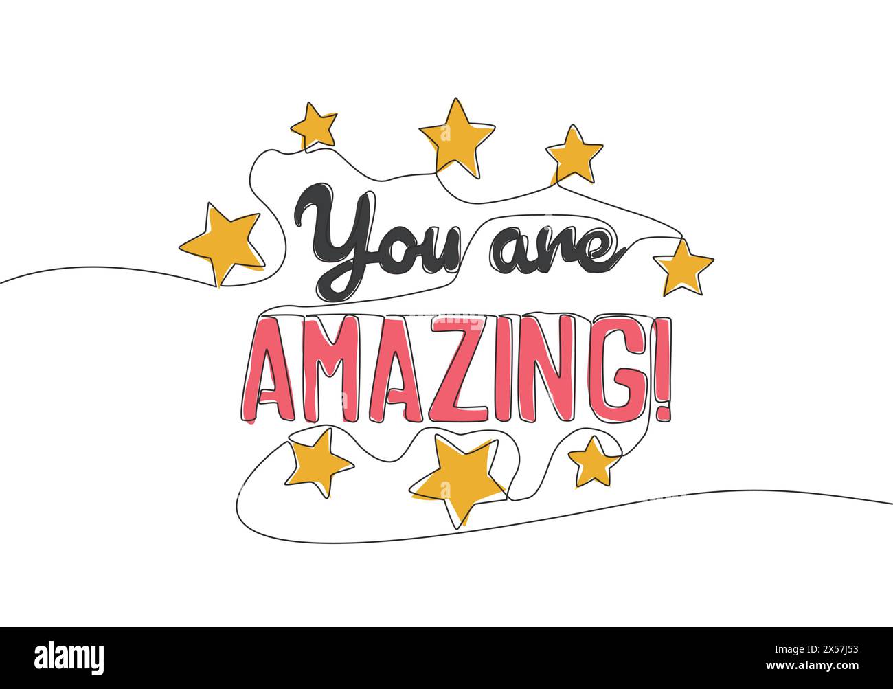 One continuous line drawing of motivational and inspirational lettering ...