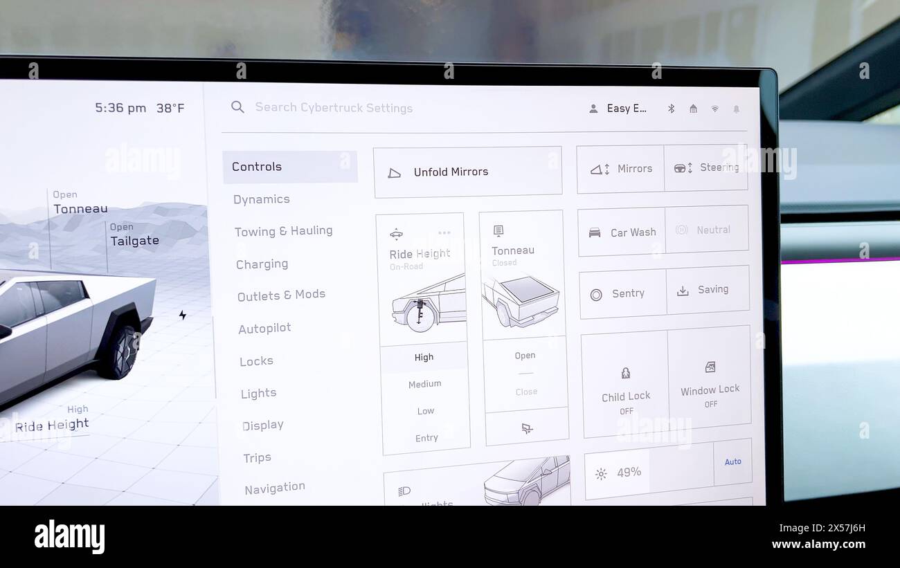 Advanced Control Panel of the Tesla Cybertruck Touchscreen Interface ...