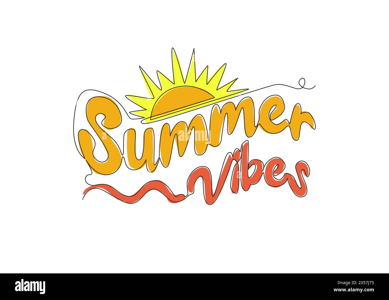 One single line drawing of cute motivational and inspirational ...