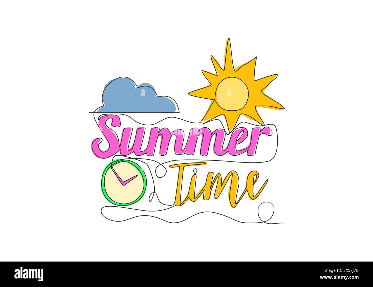 Single continuous line drawing of cute and cool travel holiday ...