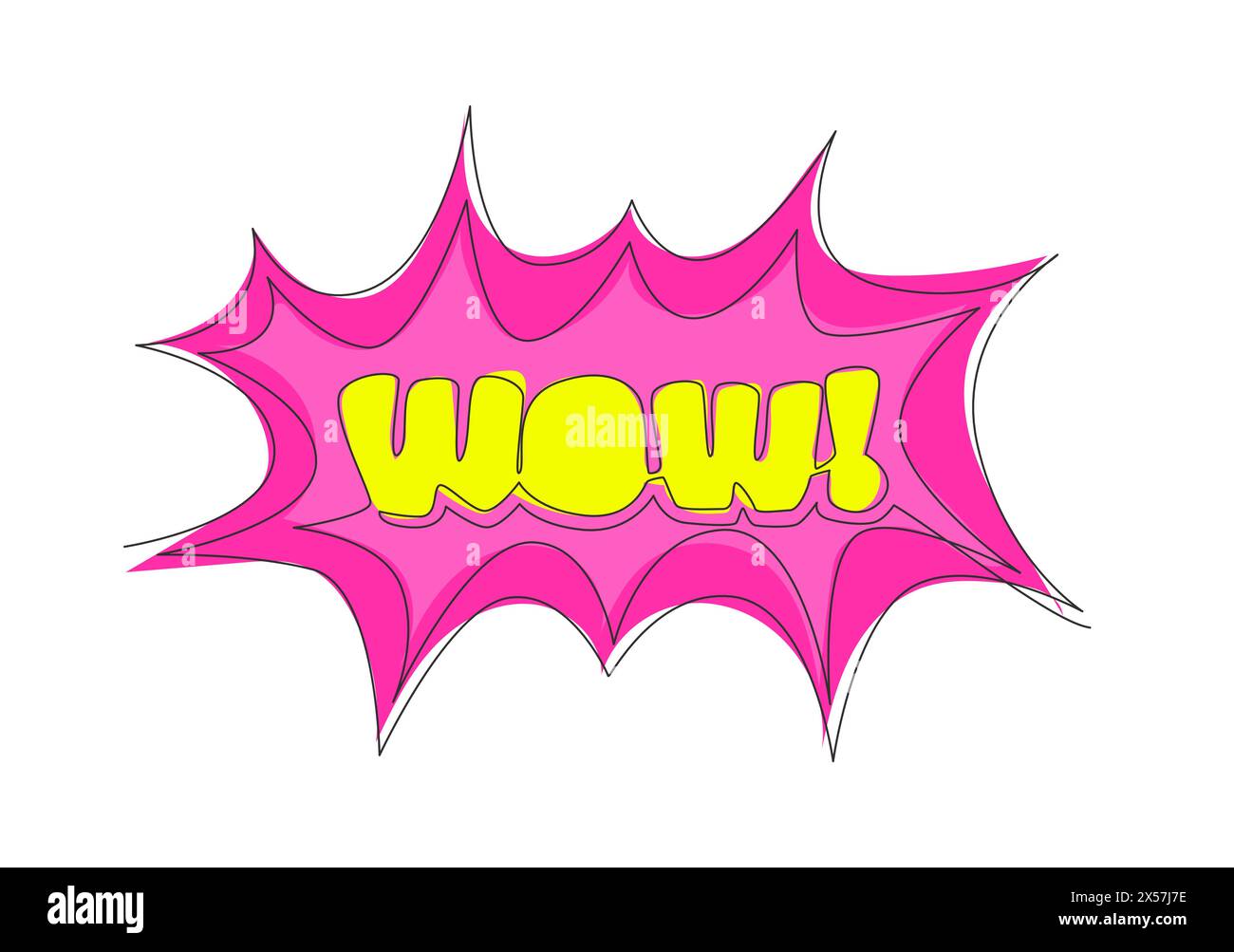 Single continuous line drawing of comical cute and fabulous typography ...