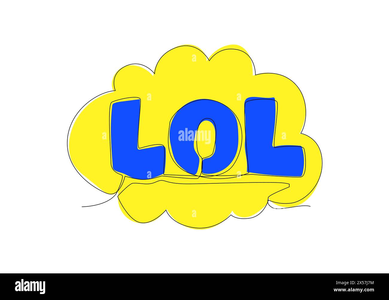 Single continuous line drawing of comical cute and funny typography ...