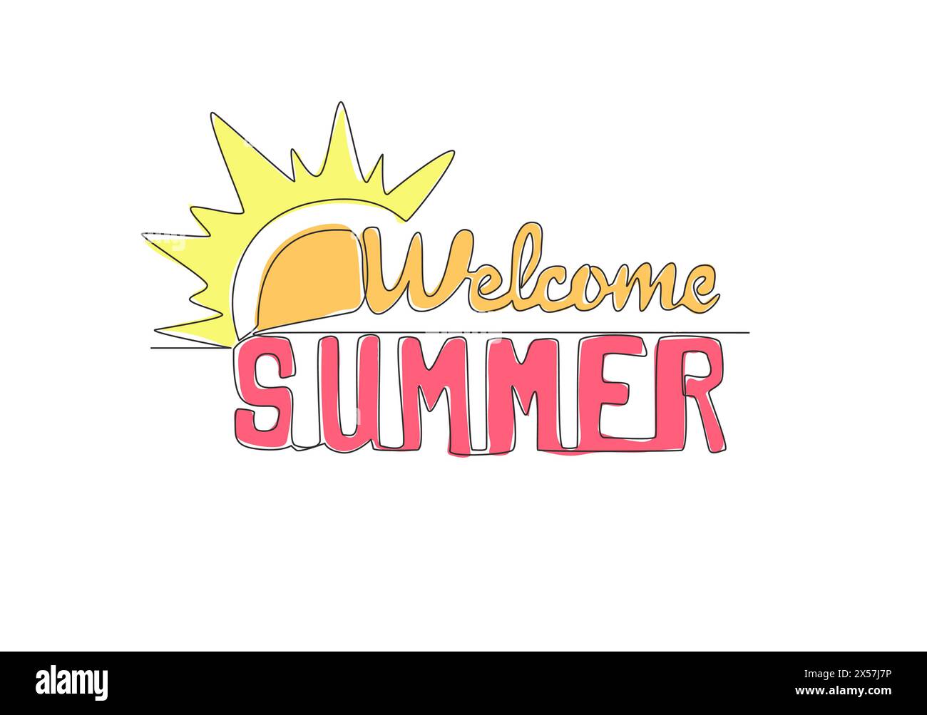 Single continuous line drawing of cute cool greeting typography quote ...