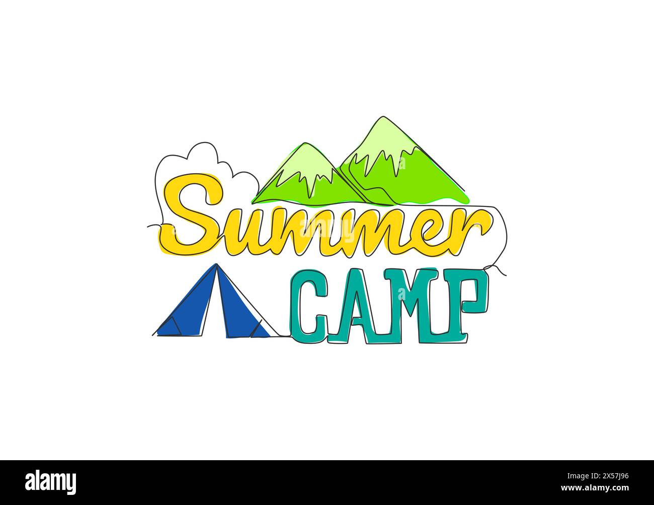 Single continuous line drawing of cute and fabulous summer activity ...