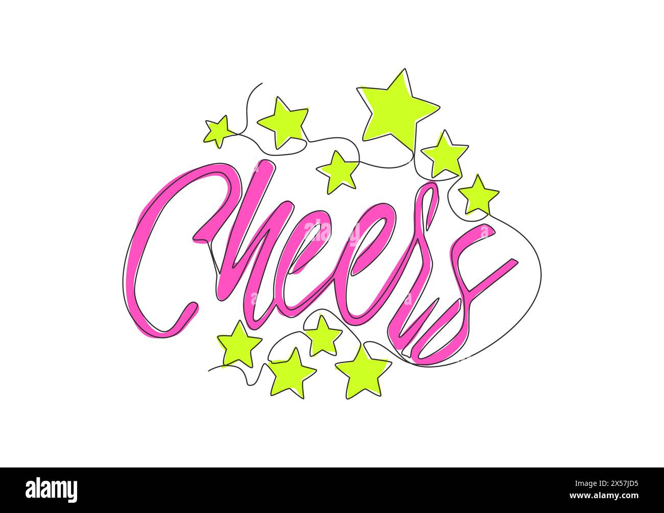 One single line drawing of cute and fabulous typography quote - Cheers ...