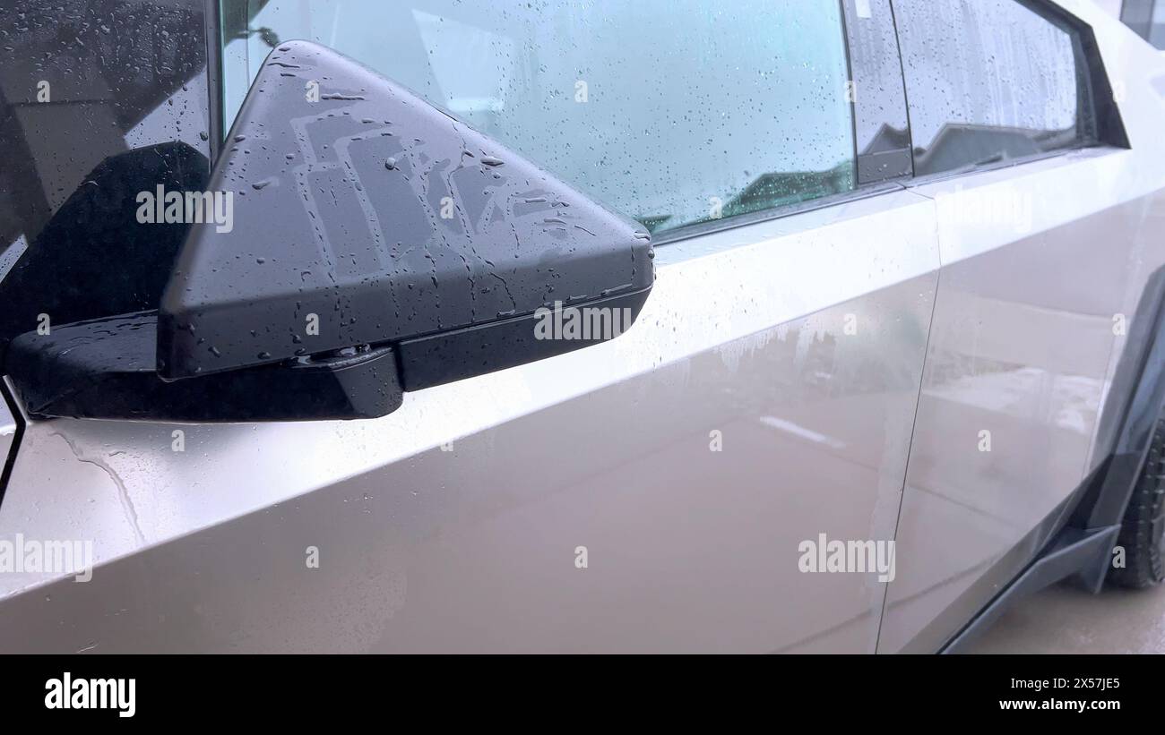 High-Pressure Cleaning of the Tesla Cybertruck Cargo Bed Stock Photo ...