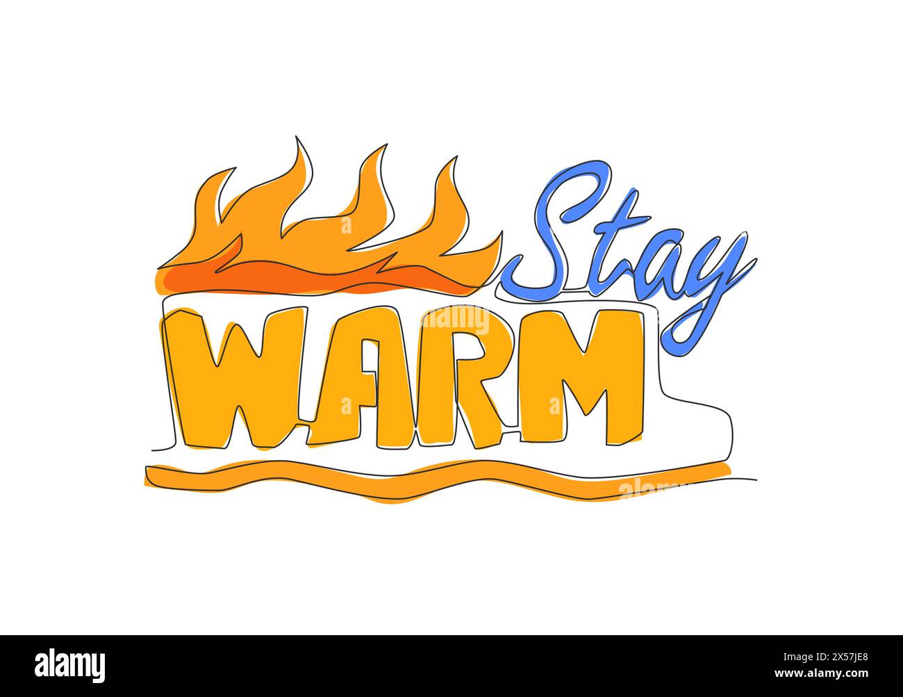 One continuous line drawing of cute and friendly typography quote ...