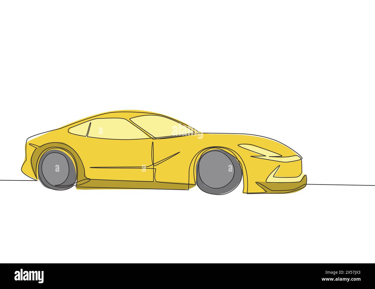 Single line drawing of racing and drifting luxury sedan super car ...