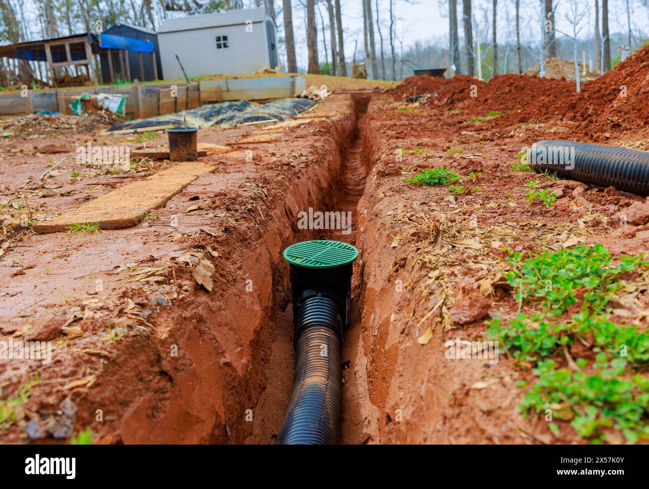 Installation storm drainage drains into trench drains for purpose of ...