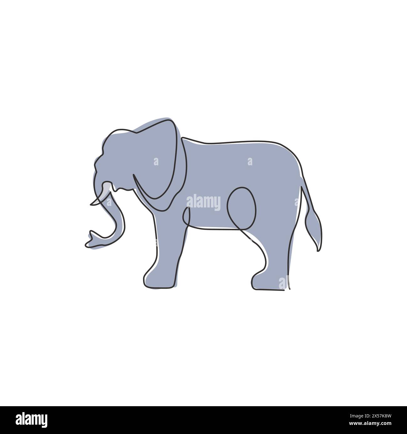 One continuous line drawing of big cute elephant company logo identity ...