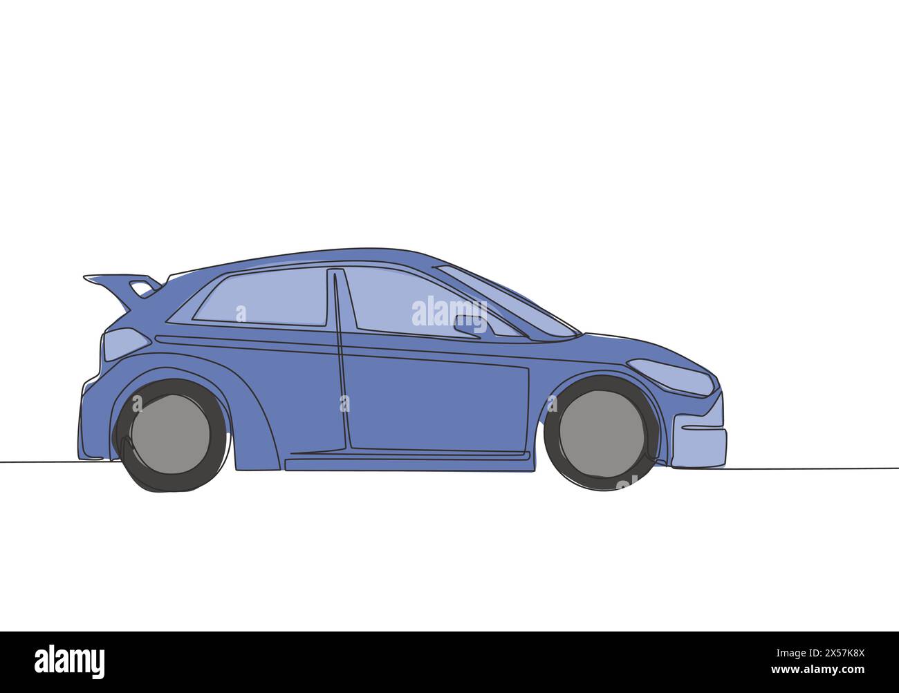 One line drawing of small modern hatchback car. Urban city vehicle ...