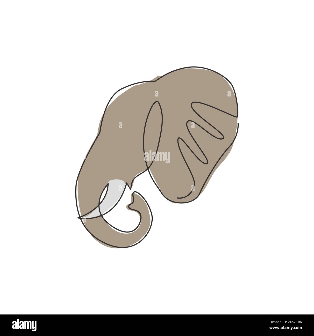 One single line drawing of big cute elephant corporate logo identity ...
