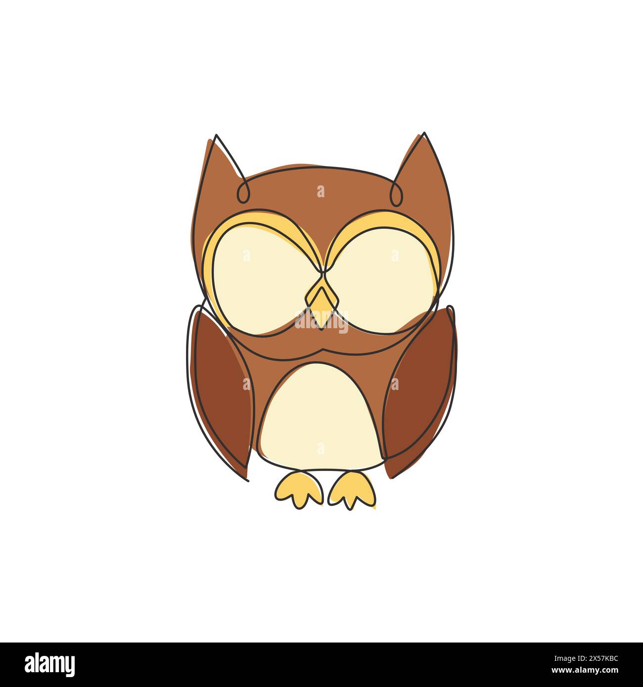 One continuous line drawing of cute owl bird for company logo identity ...
