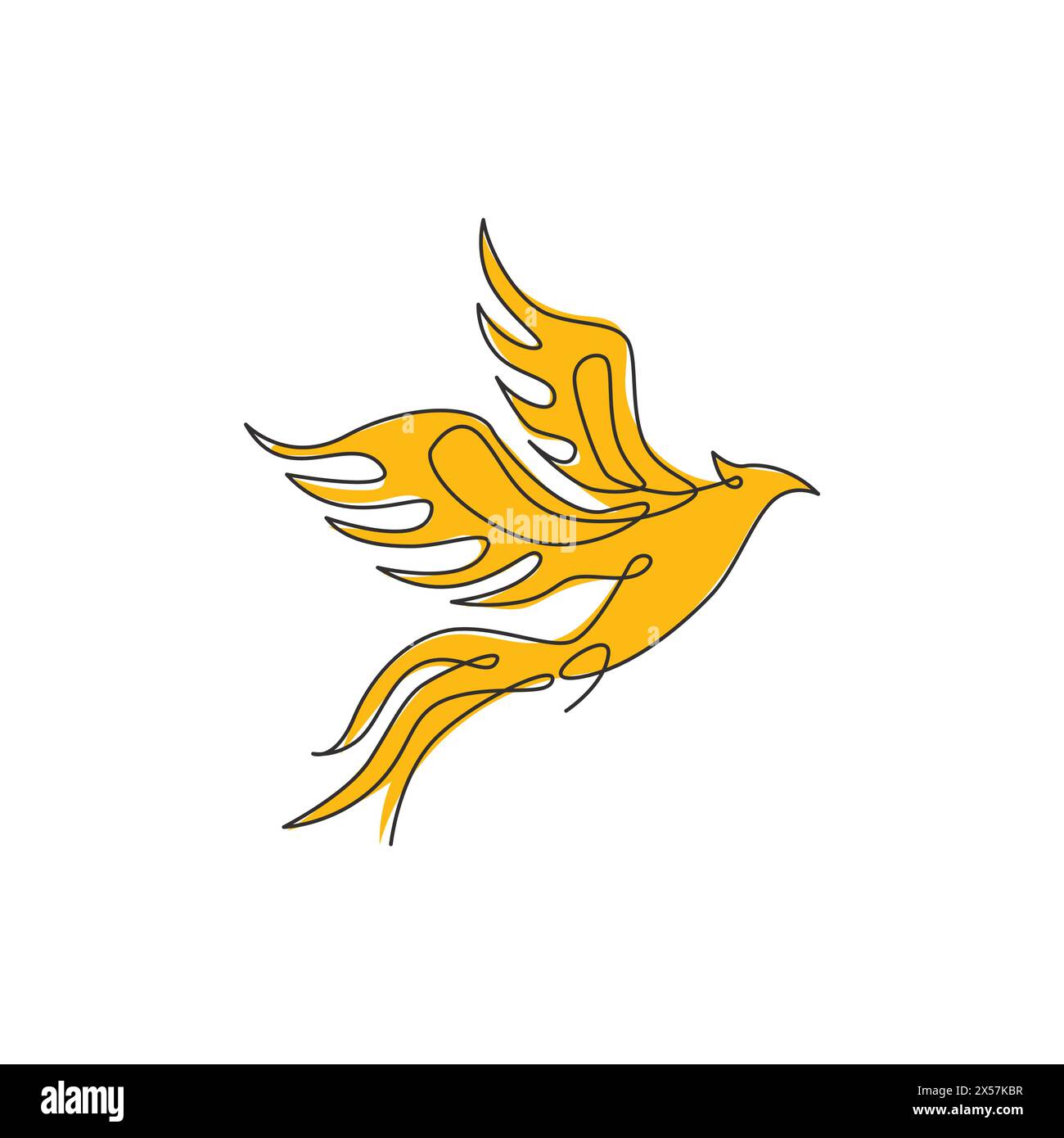 One single line drawing of luxury phoenix bird for company logo ...
