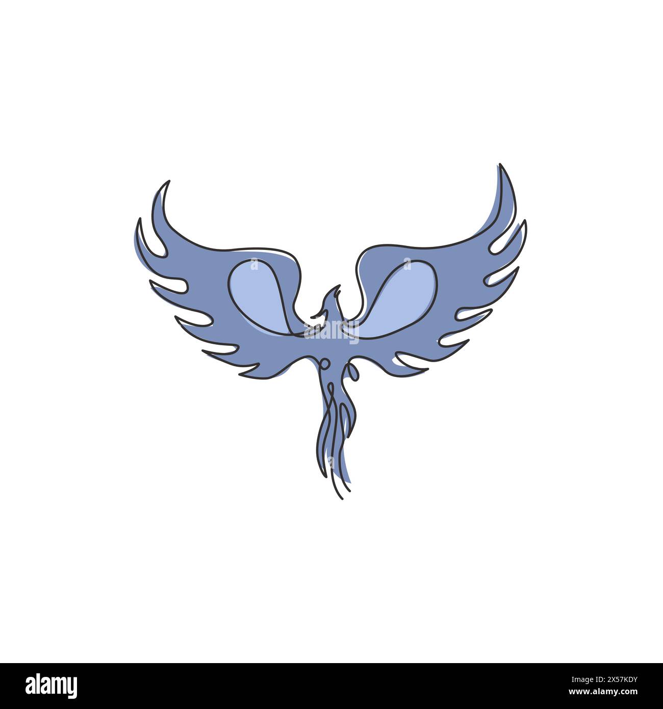 One single line drawing of luxury phoenix bird for company logo ...