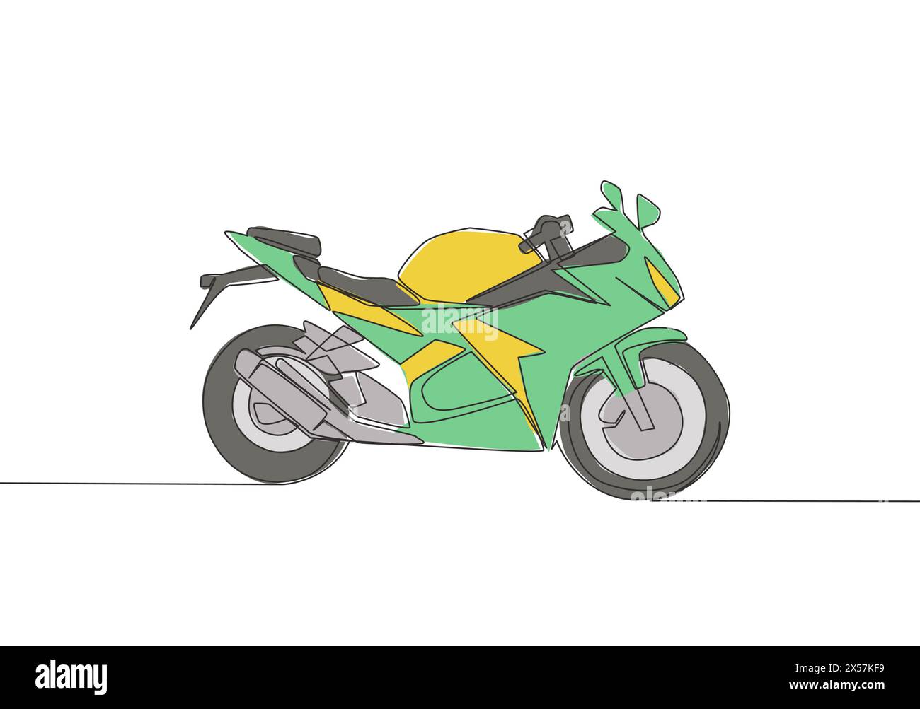 One continuous line drawing of luxury sport motorbike logo. Big ...