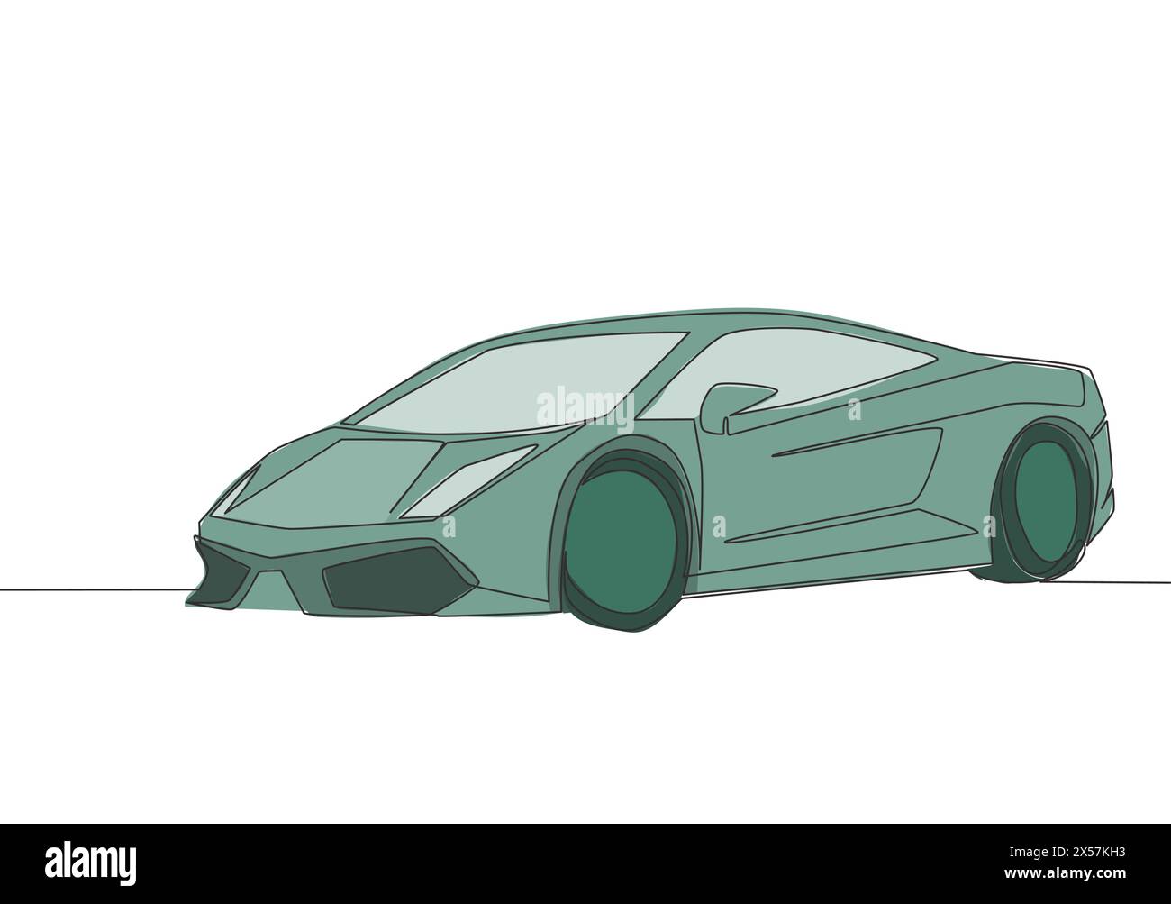 Continuous line drawing of racing and drifting elegant sedan sport car ...