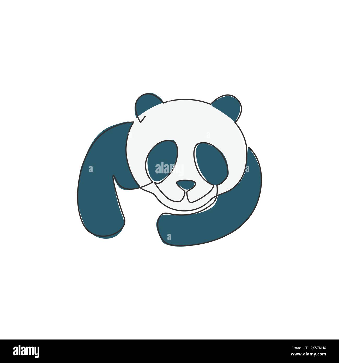 One continuous line drawing of adorable panda for company logo identity ...