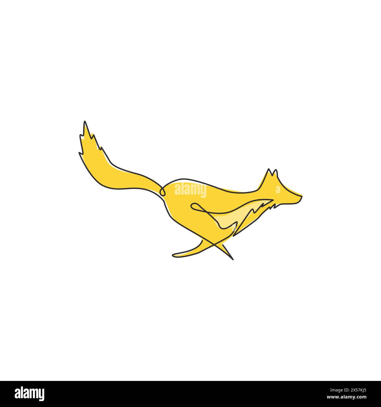 One single line drawing of cute fox company logo identity. City zoo ...