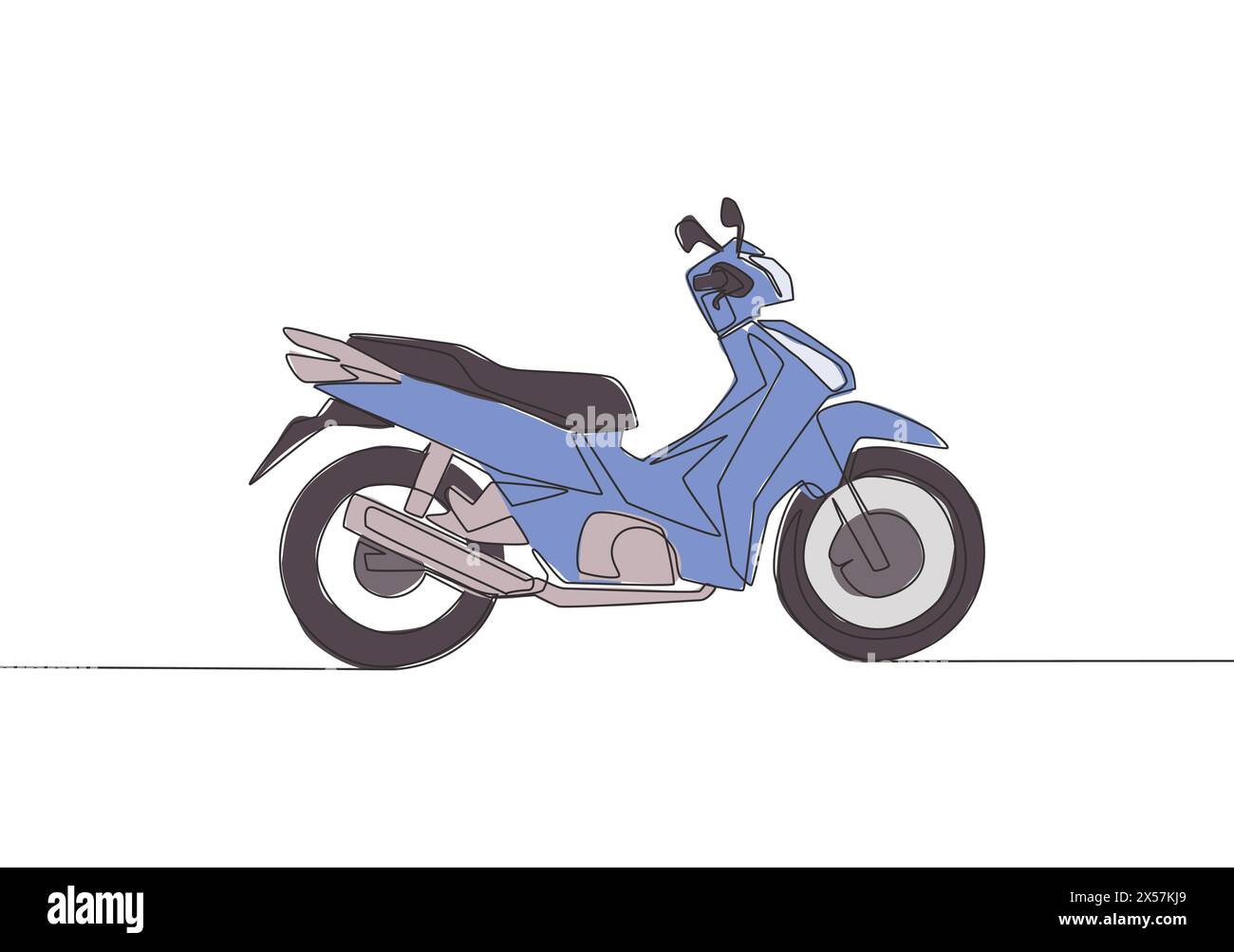 One continuous line drawing of modern Asian underbone motorbike logo ...