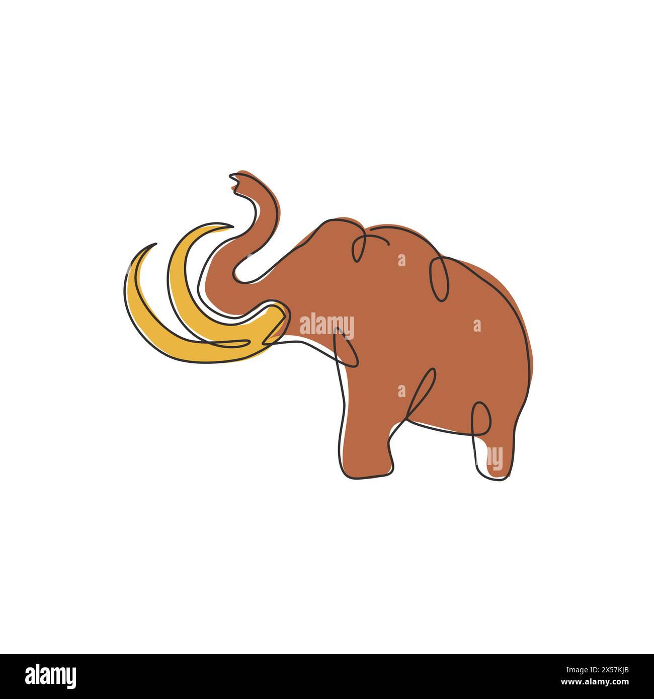 Single continuous line drawing of big mammoth corporate logo identity ...