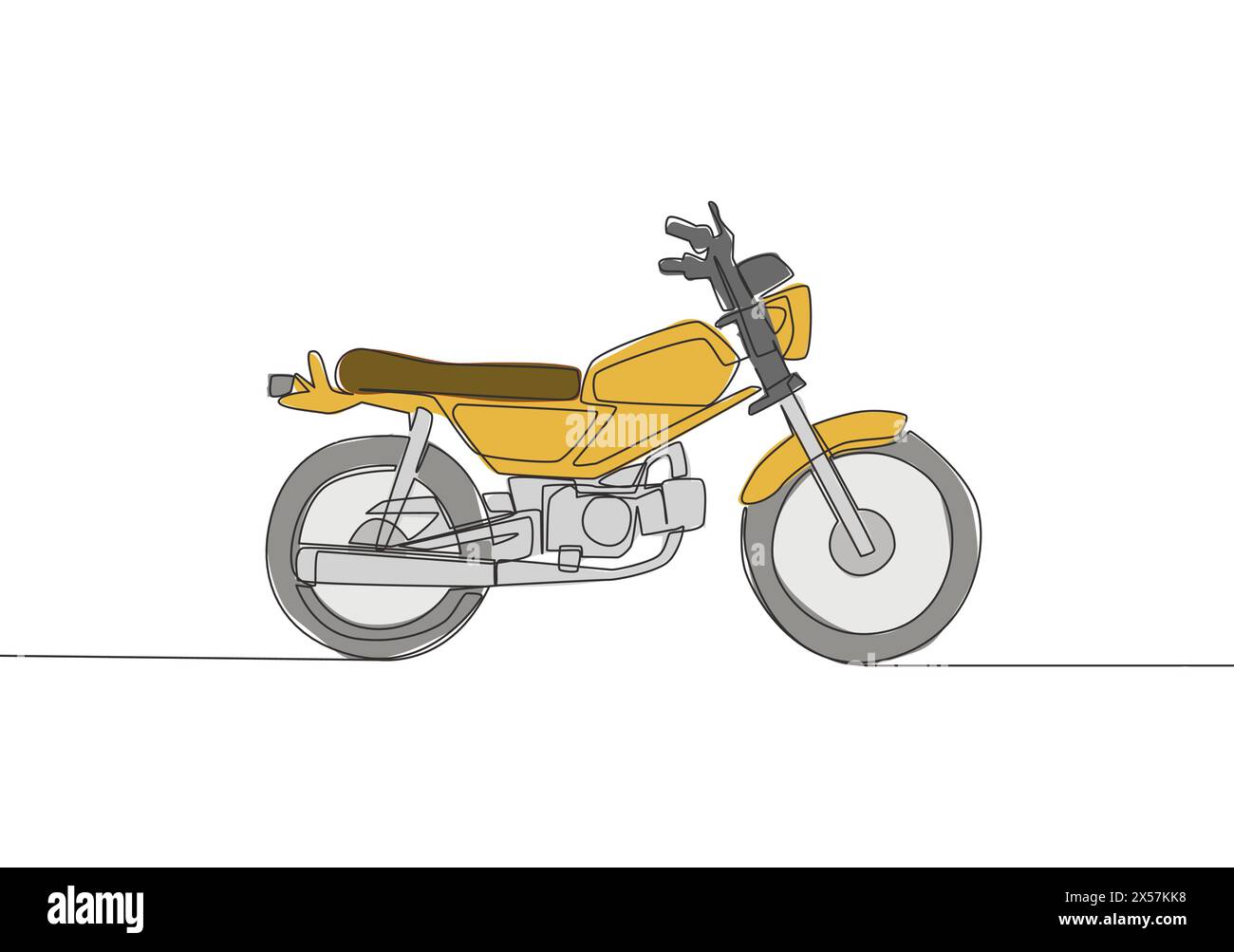 One continuous line drawing of old racing motorbike logo. Classic ...