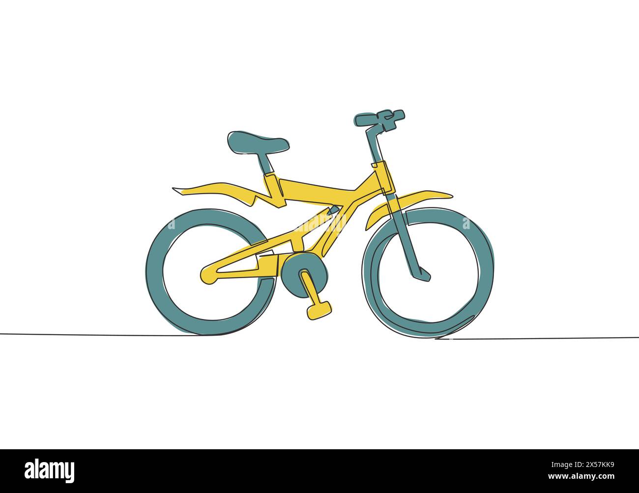 One continuous line drawing of modern and trendy bicycle kids logo. Fun ...
