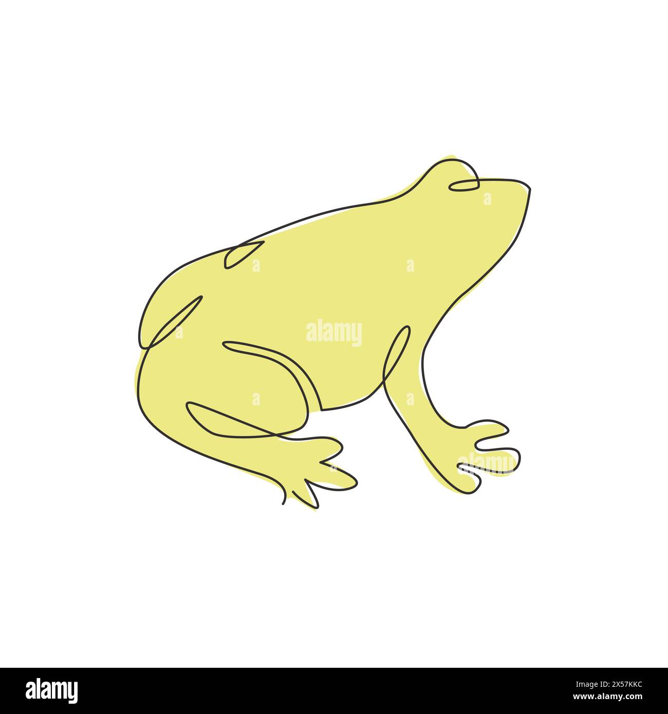 One single line drawing of cute frog for company logo identity ...