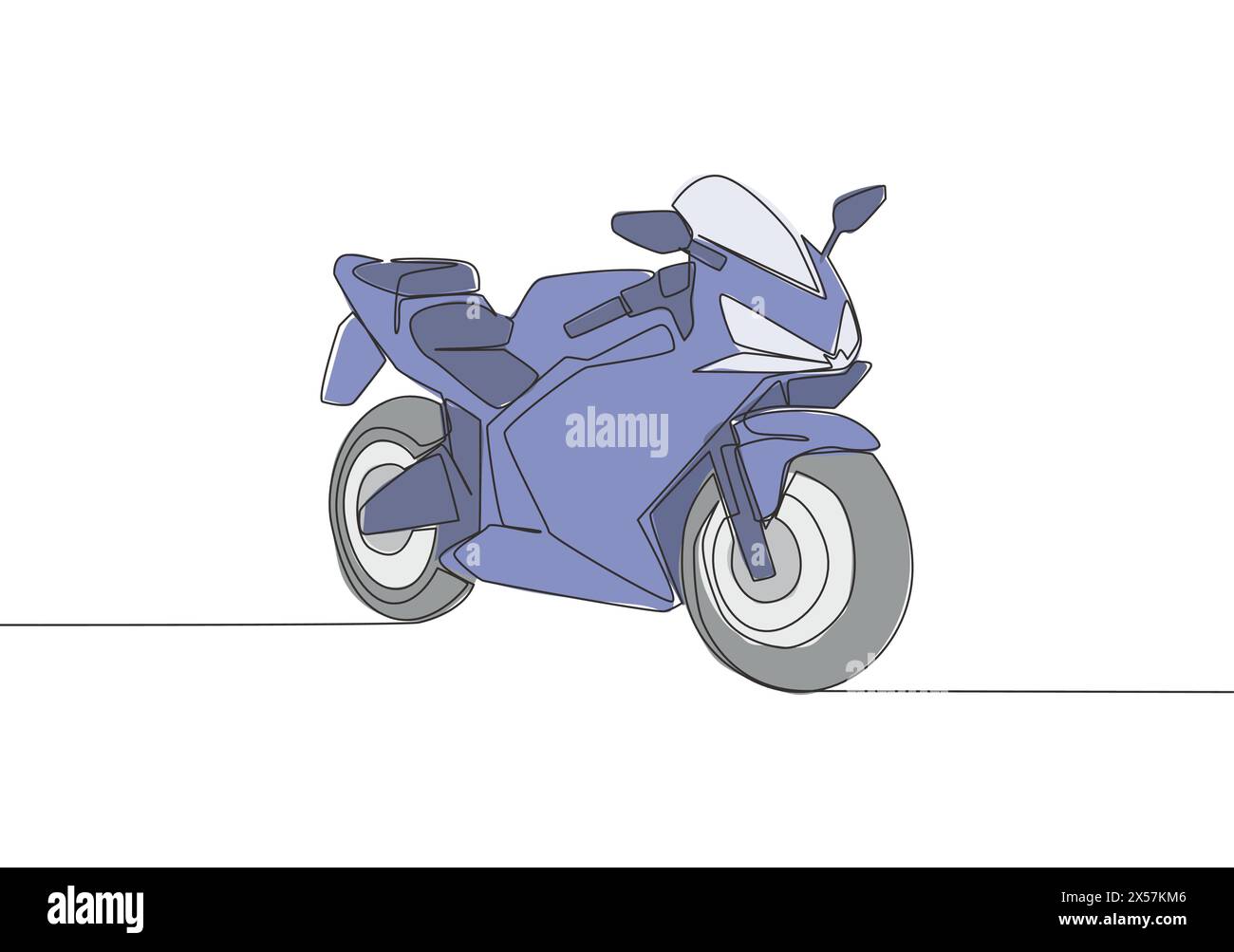 One continuous line drawing of luxury sporty motorbike for racing logo ...