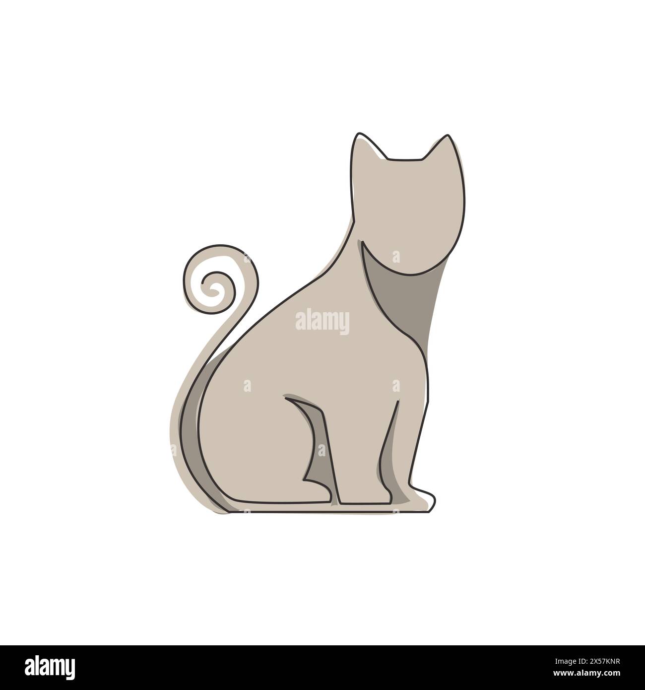 Single continuous line drawing of simple cute kitten cat icon. Kitty ...