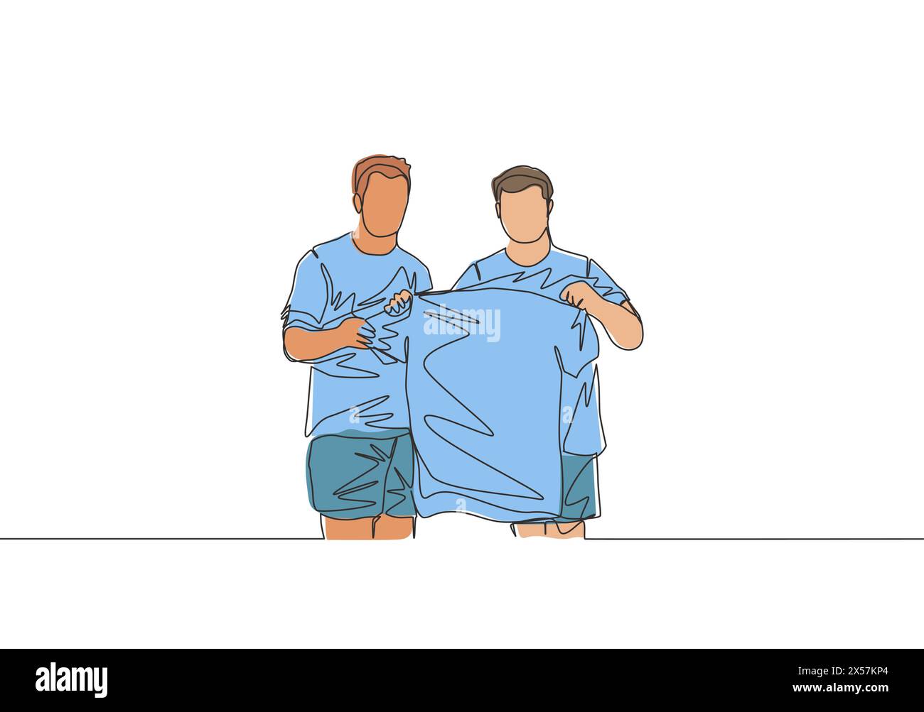 Single continuous line drawing of club manager introduce newly ...