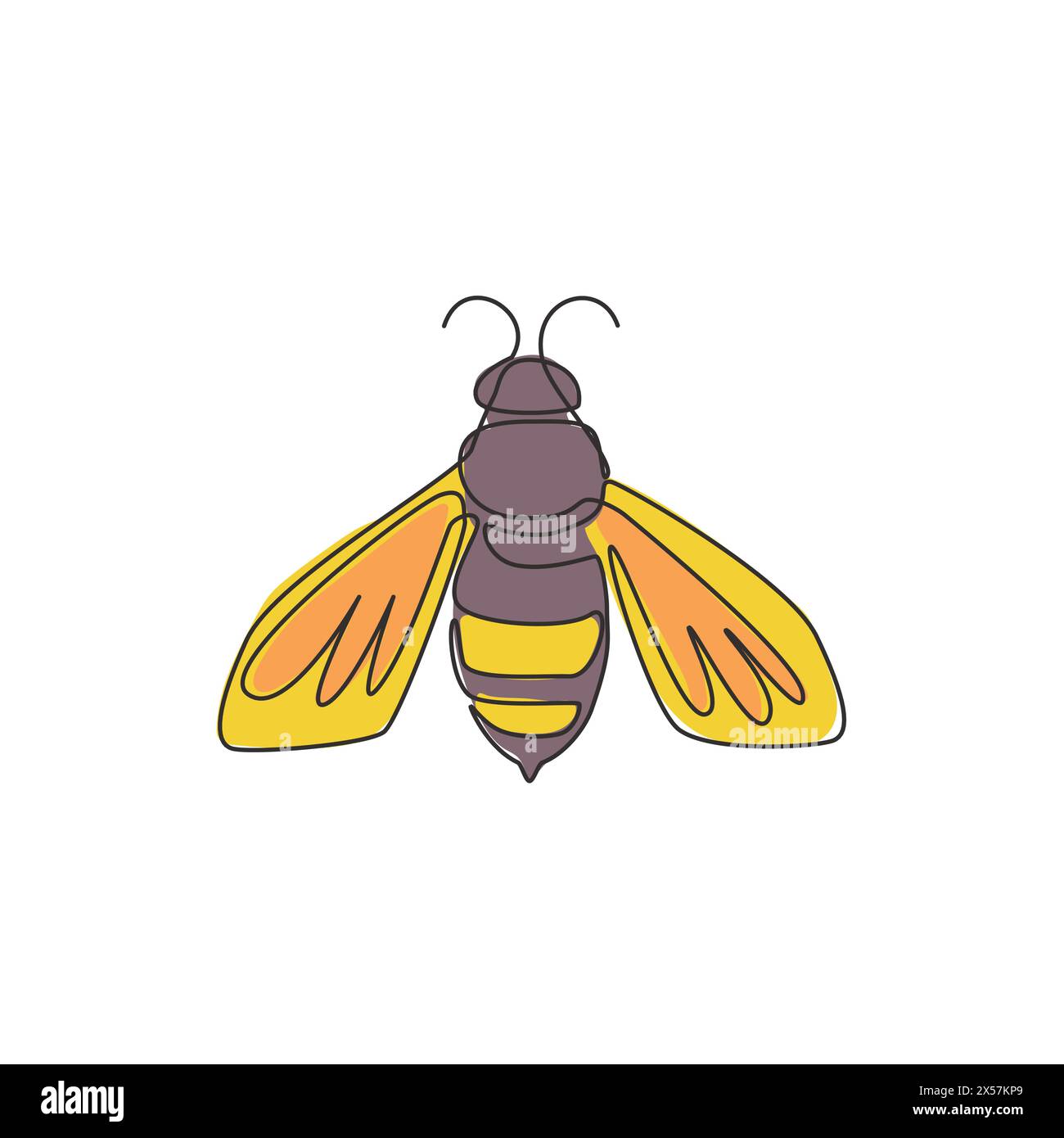 One single line drawing of cute bee for company logo identity. Honeybee ...