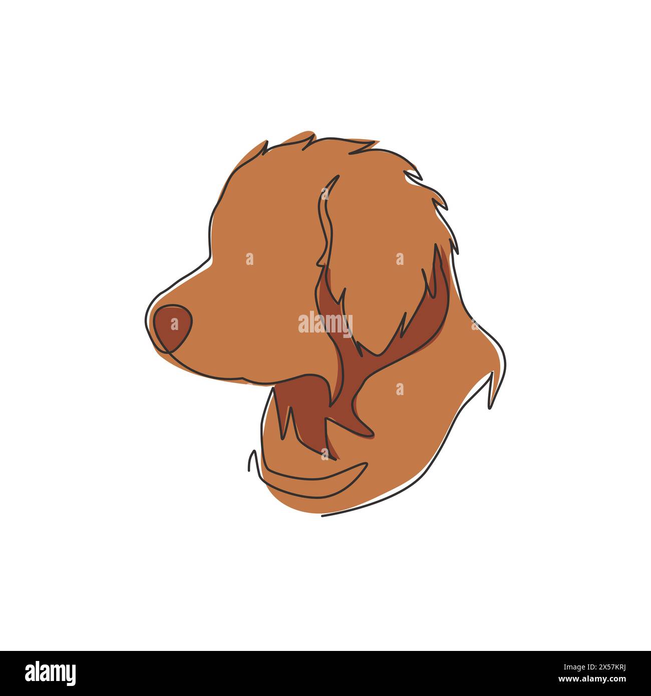 One single line drawing of simple cute puppy dog icon. Pet shop logo ...