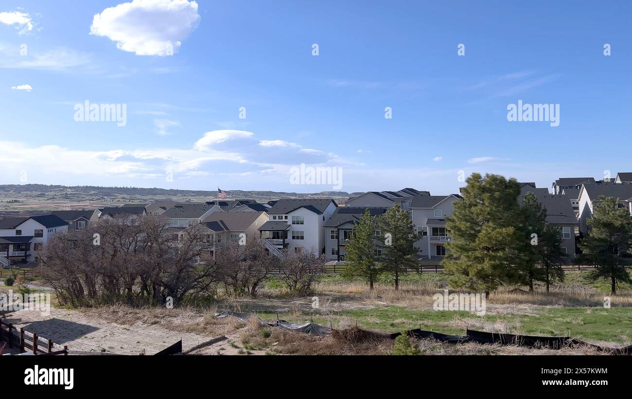 Suburban Landscape Featuring Modern Residential Development Stock Photo ...