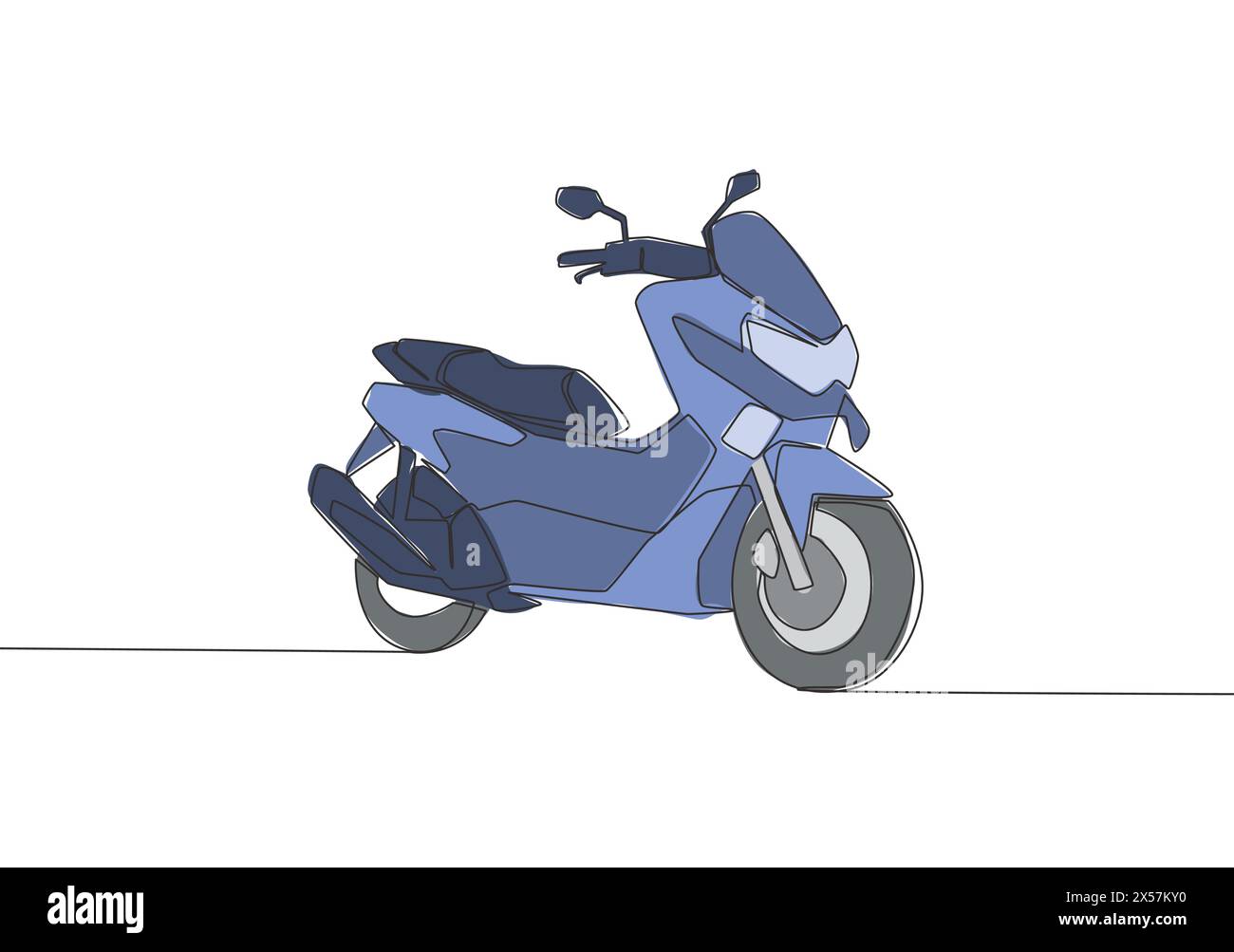 One single line drawing of big underbone scooter motorbike logo. City ...