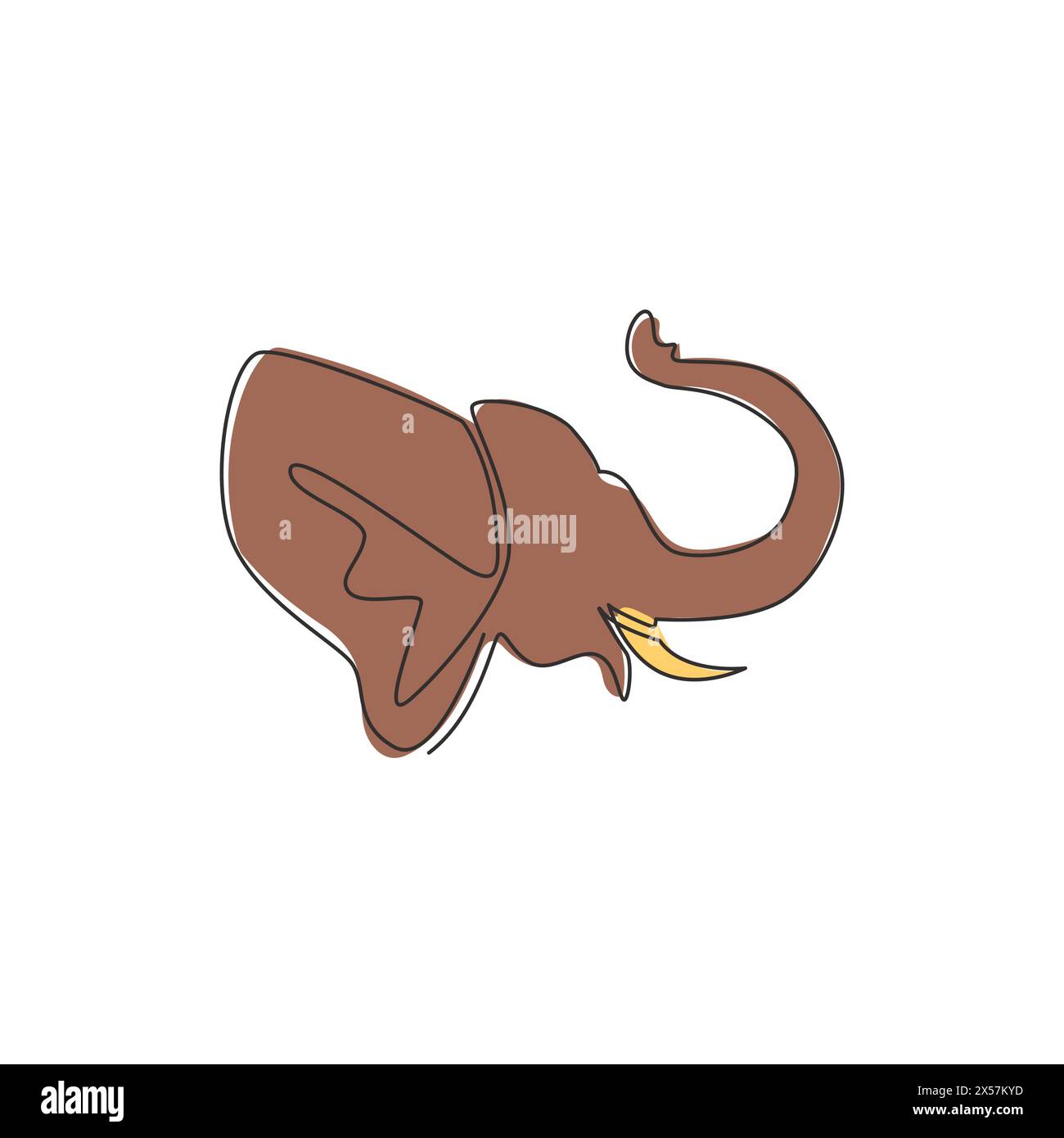 One single line drawing of big cute elephant corporate logo identity ...