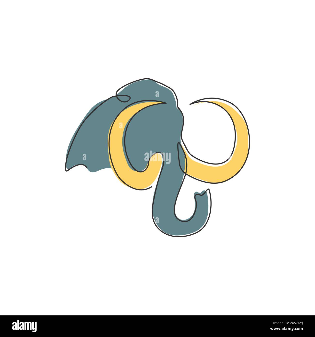 One continuous line drawing of big mammoth company logo identity ...