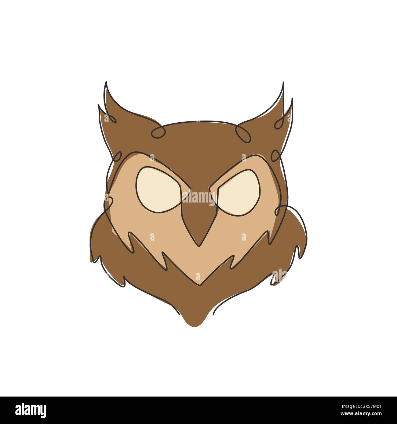 One single line drawing of elegant owl bird head for company logo ...