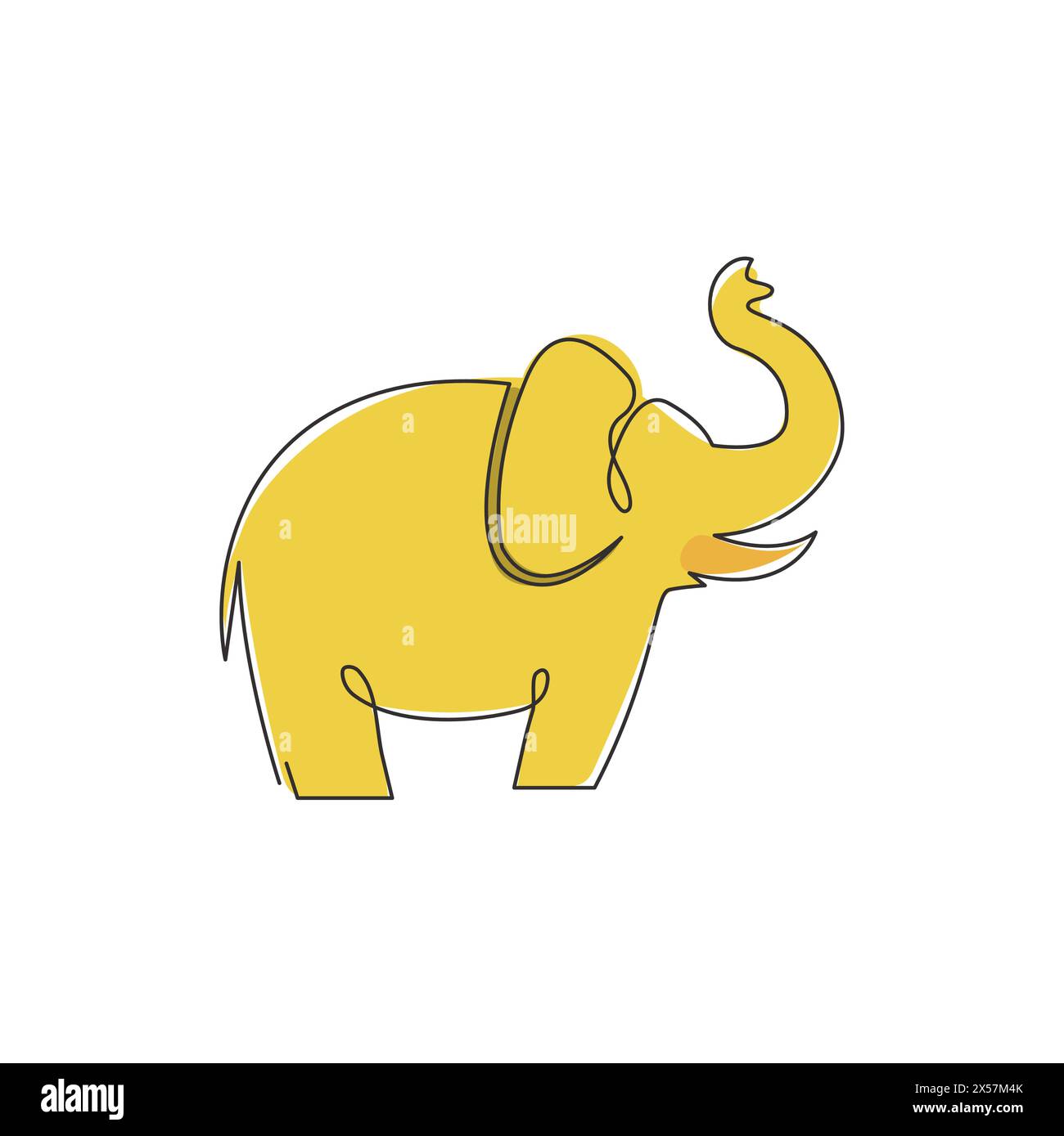 One continuous line drawing of big cute elephant company logo identity ...